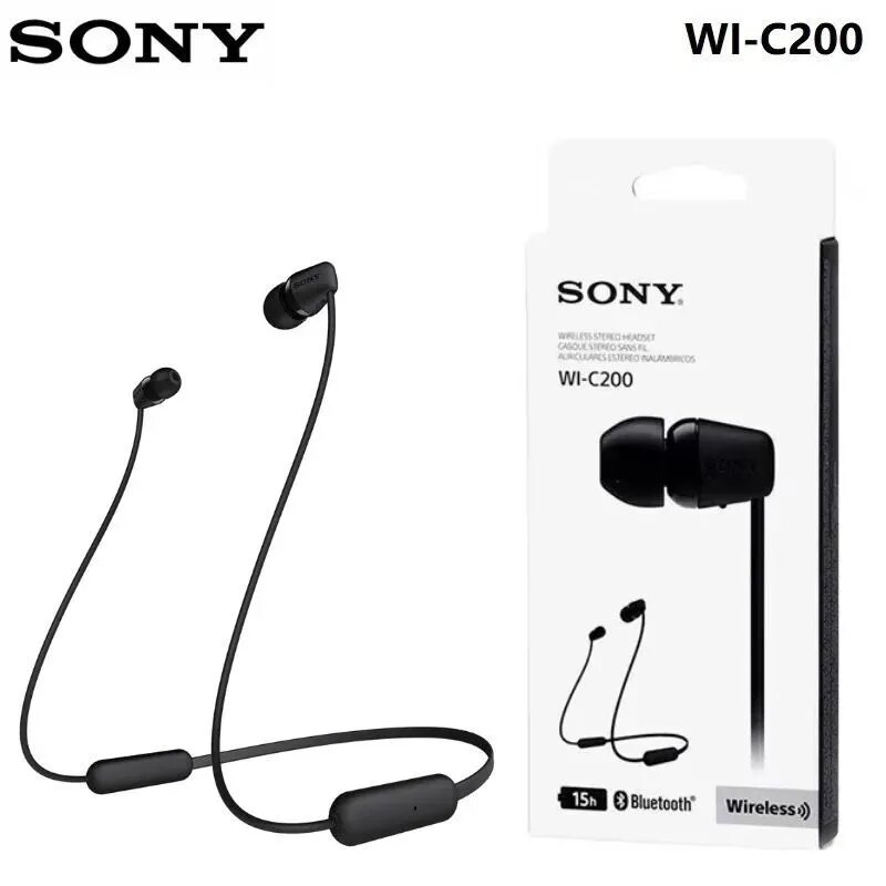 Sony Наушники беспроводные с микрофоном Sony WI-C200, USB Type-C, черный