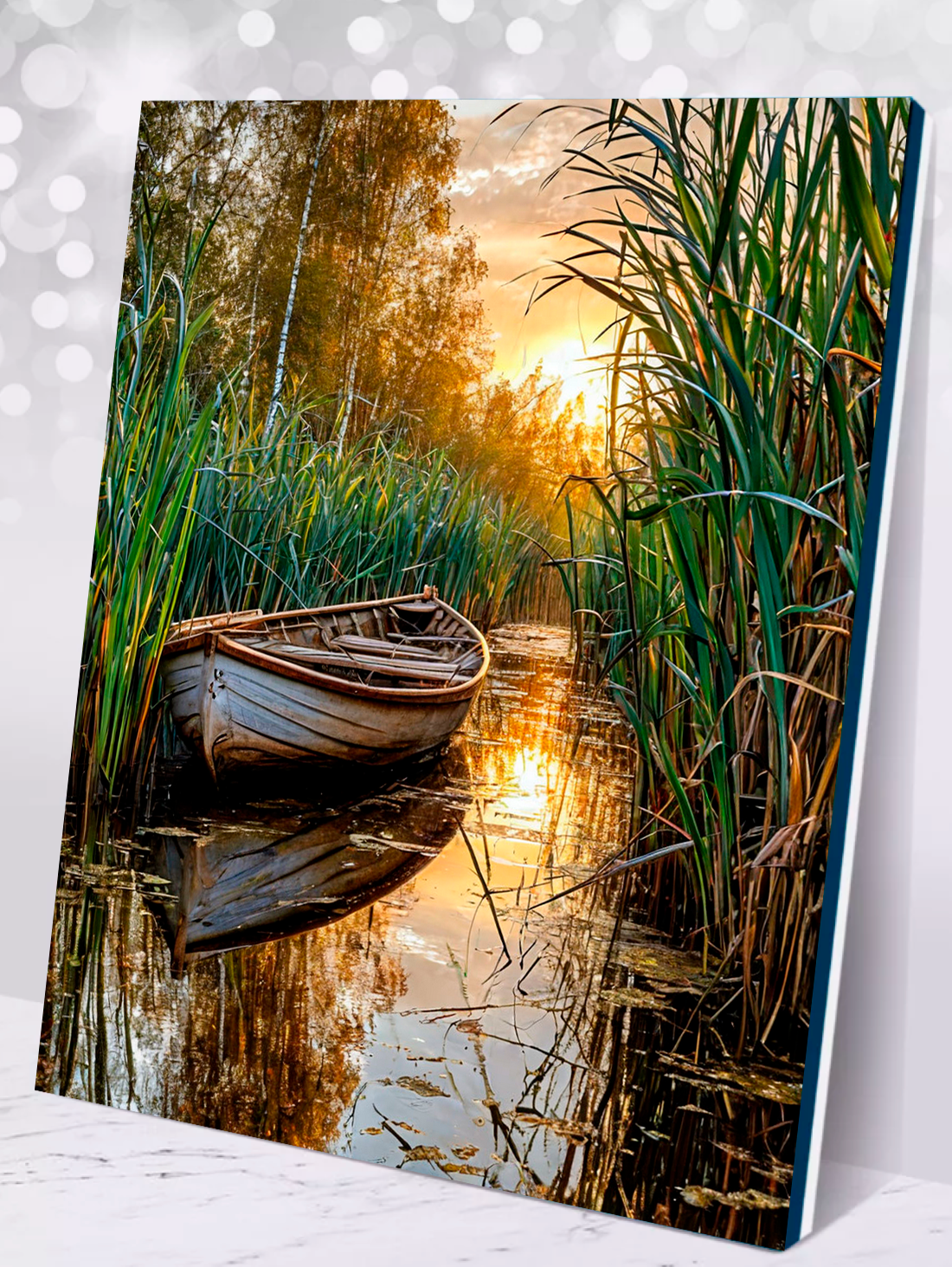 Картина по номерам "Лодка в камышах", хлопковый холст на подрамнике 40х50 см, акрил, 000 Art Hobby Home
