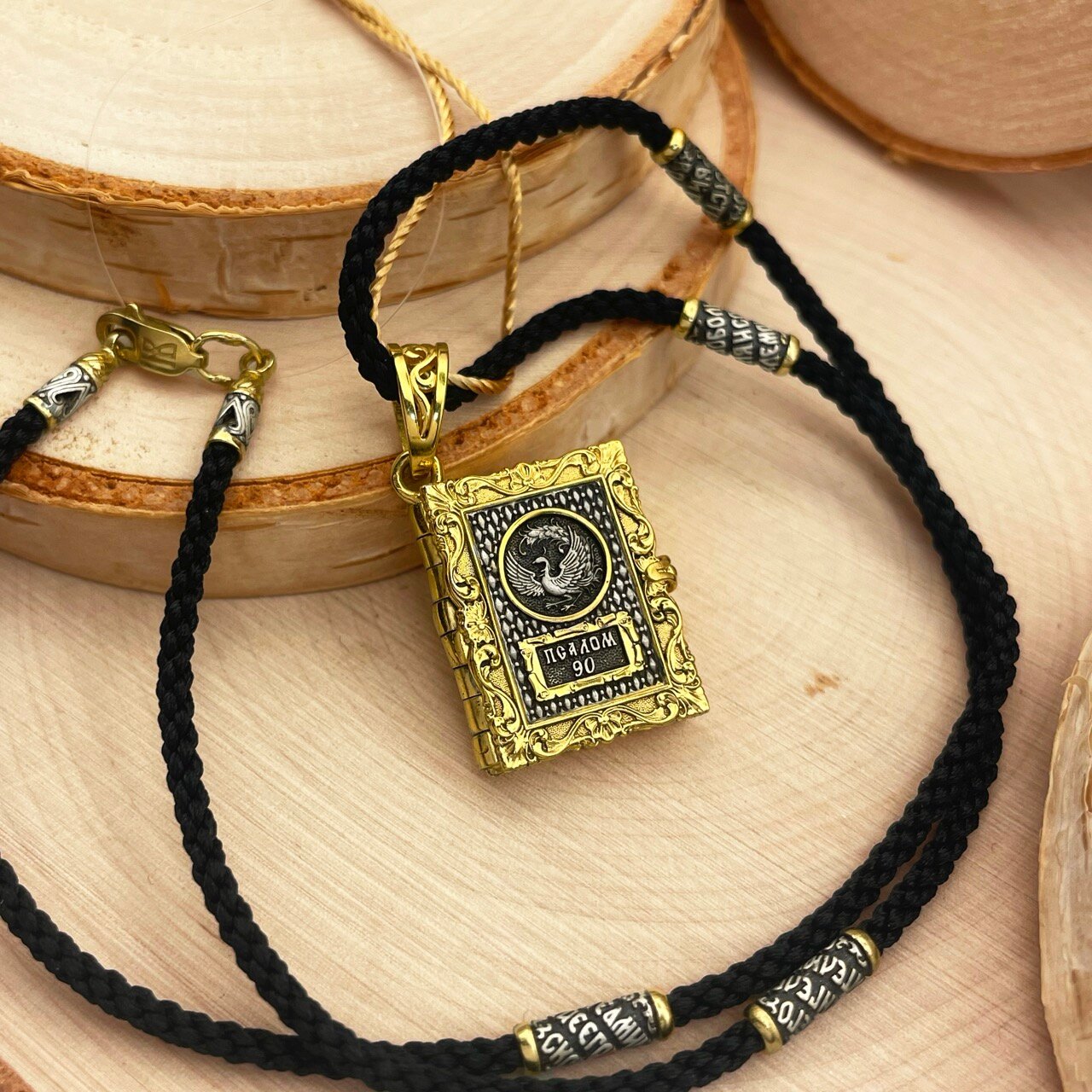 Комплект украшений, серебро, 925 проба, оксидирование, золочение, чернение