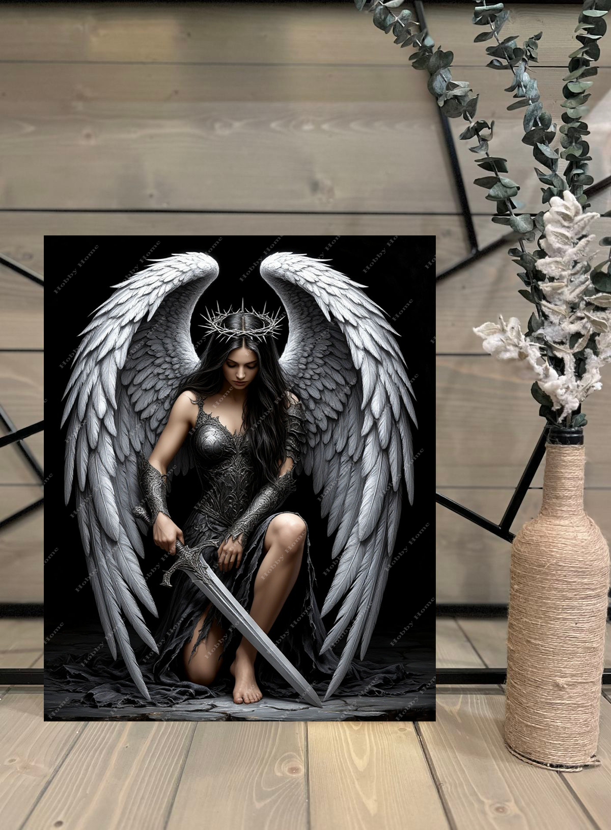 Картина на стену для интерьера 40х50 Ангел с мечом