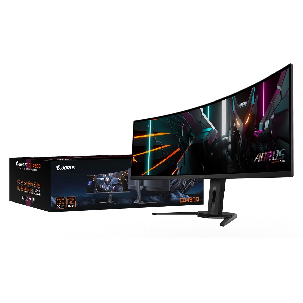 Монитор 49" Gigabyte AORUS CO49DQ Black уц-1 (OLED, 5120x1440, HDMI+HDMI+DP+Type C, 0.03 ms, 178°/178°, 250 cd/m, 1500000:1, 2xUSB3.2, 144Hz, Curved) (20VM0-CO49DQBT-1EKR)