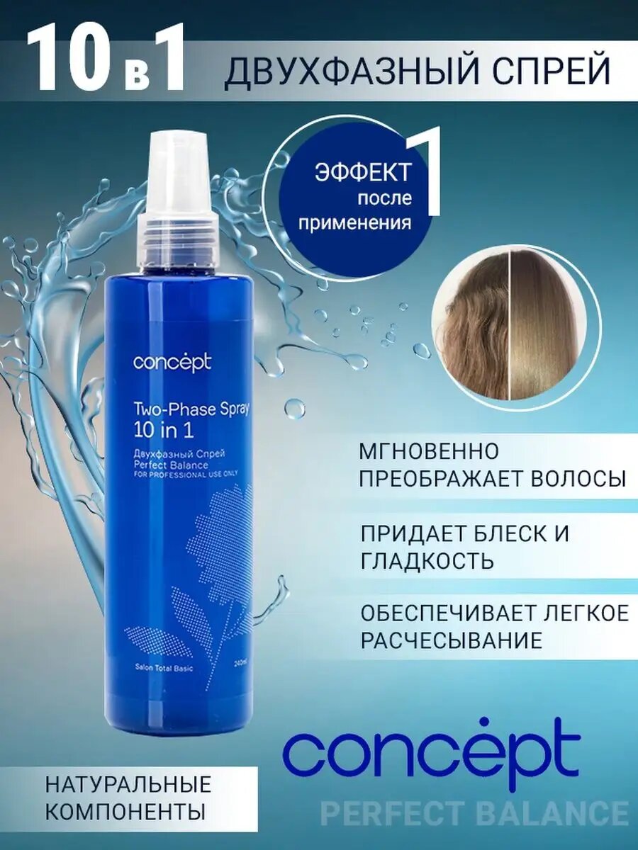 Concept Salon Total Basic Двухфазный спрей 10в1 perfect balance для тонких и норм. волос, 240мл
