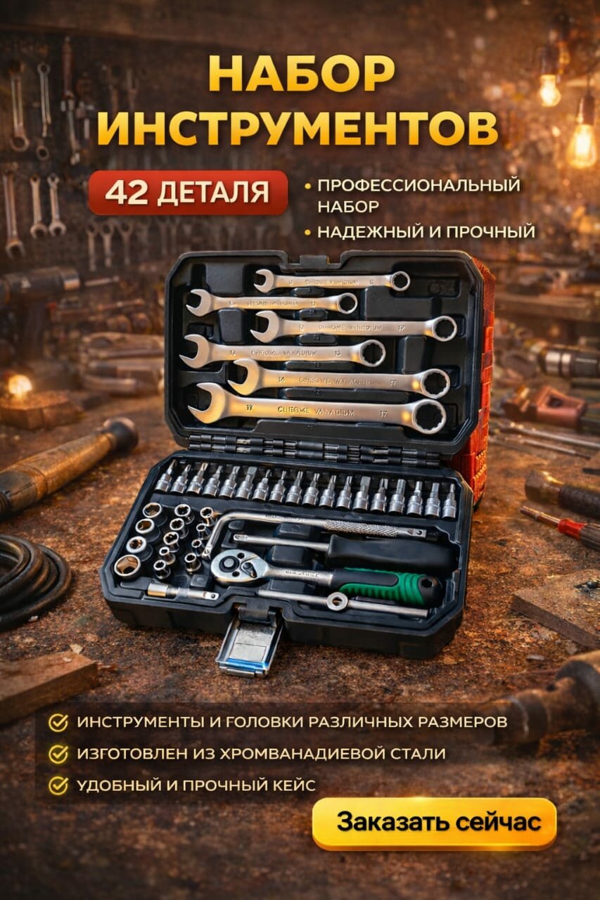 Набор инструментов для автомобиля 42 предмета