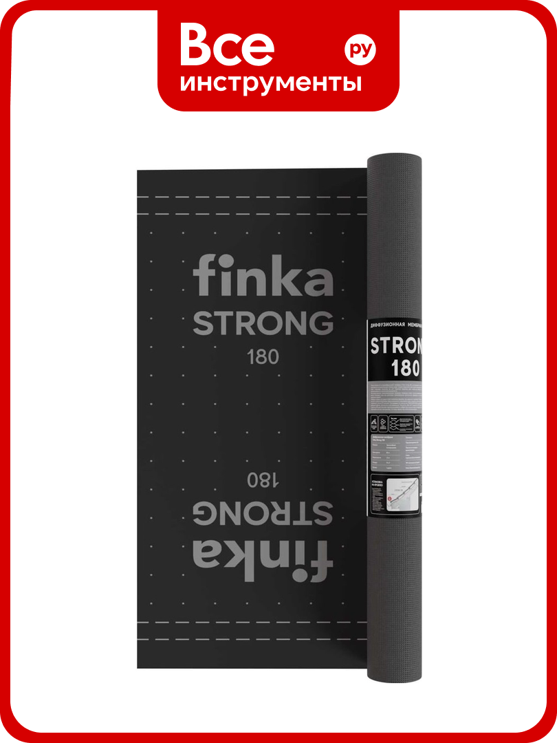 Диффузионная мембрана Finka Strong 180 1,5x50 м, 75 м2 FMS75CH, крыш, полипропиленовая мембрана, УФ‑стойкая 3000 мес