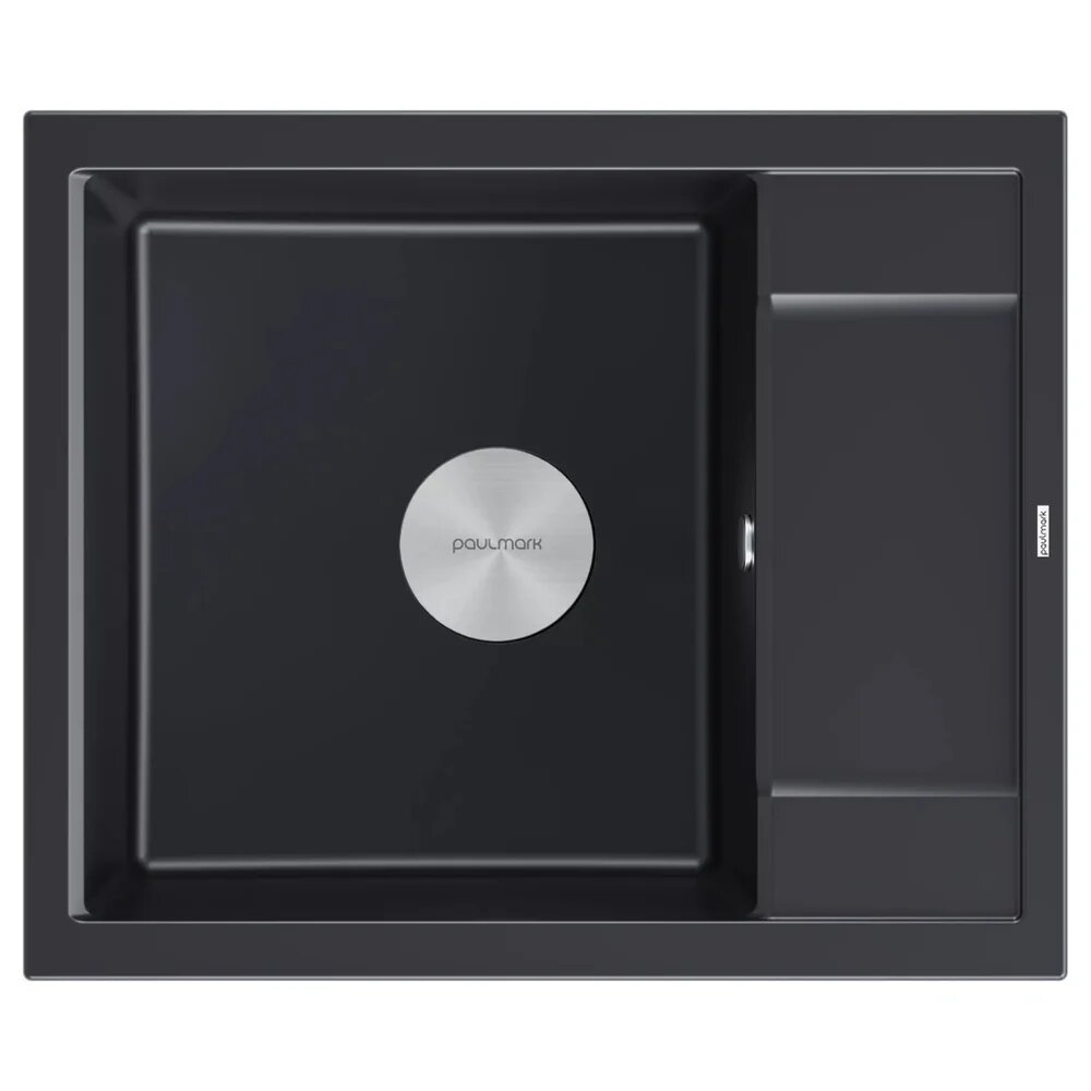 Мойка кухонная Paulmark Flugen 50-600 PM216050-BLM 60x50, прямоугольная, мойка для кухни, с крылом, черная, серая, матовая