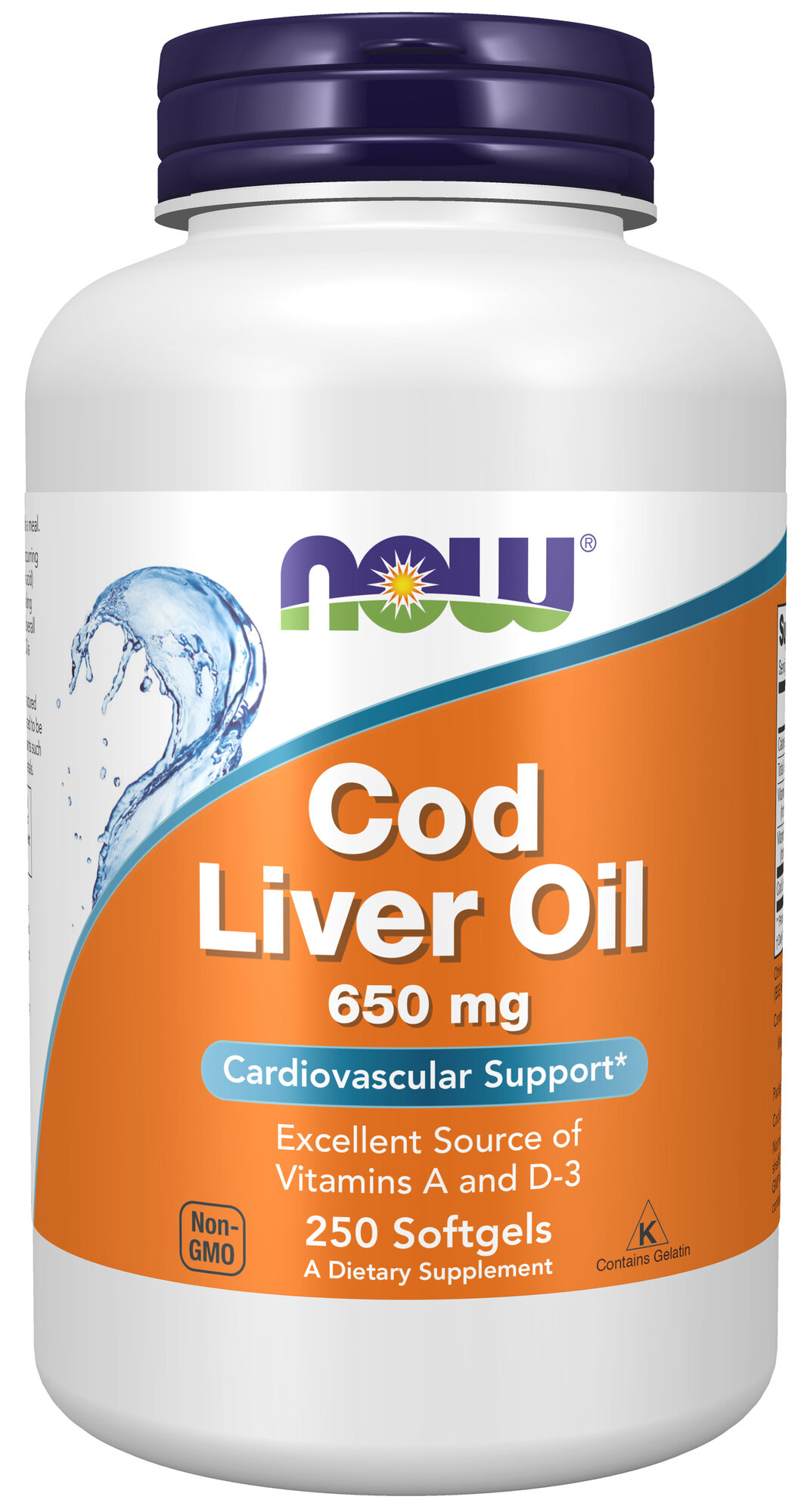 NOW Cod Liver Oil 650 мг, масло печени трески, 250 капсул, витамины для глаз, сердца и сосудов, для мозга, для суставов