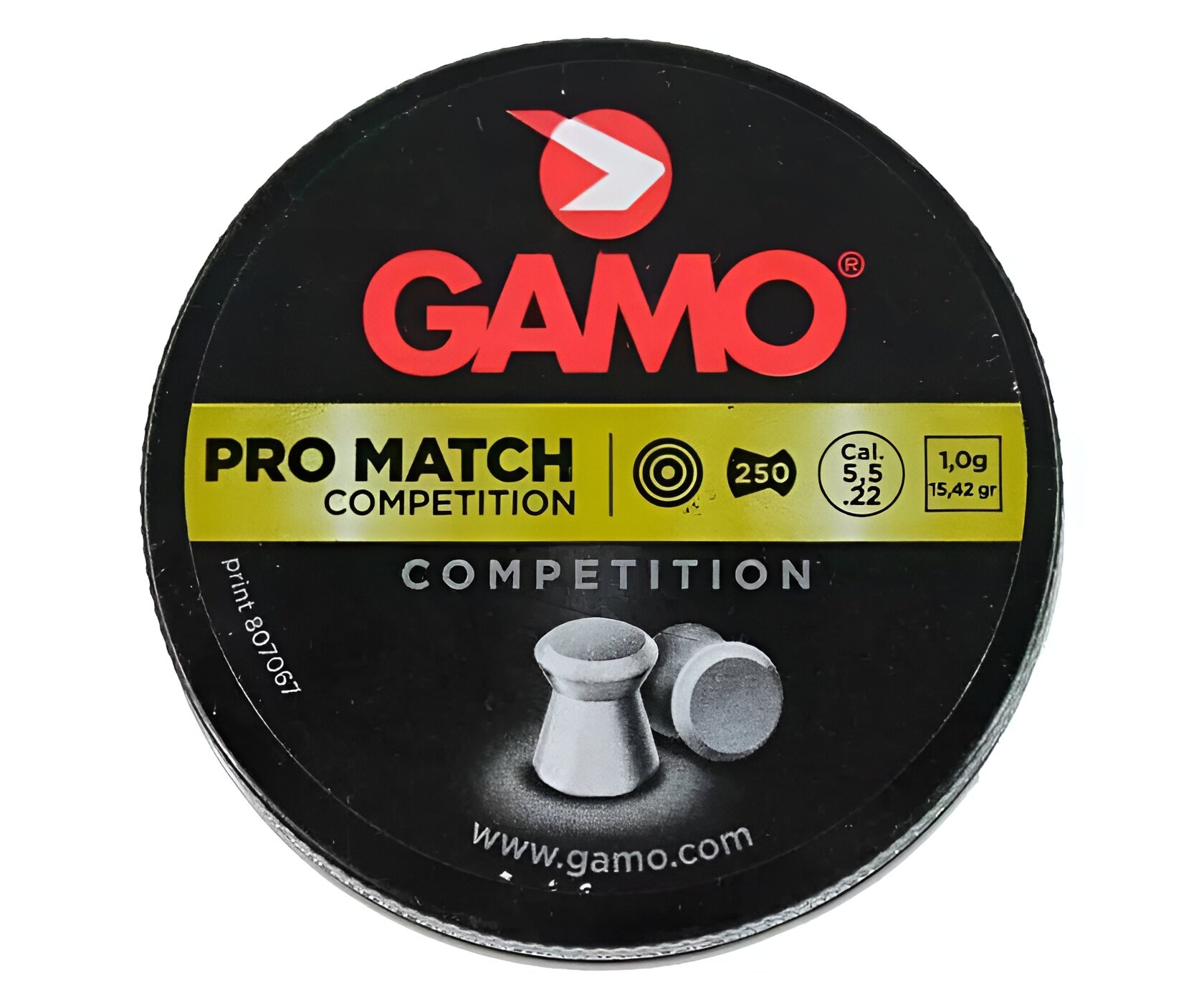 Пули Gamo Pro Match, для пневматики, 5.5 мм, 1.0 г, 250 штук