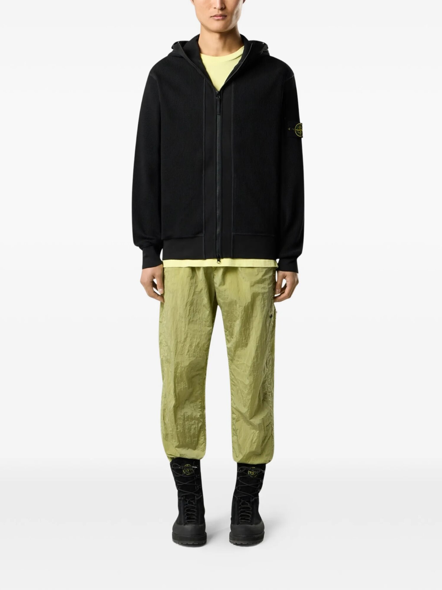 Худи Stone Island Logo-patch zip-up hoodie, размер 2XL, , черный — фото 1