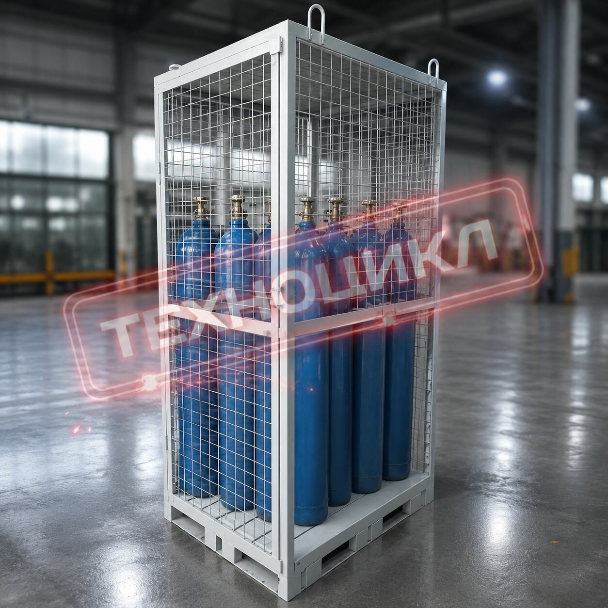 Клеть металлическая для 6 кислородных газовых баллонов КДР-6 1980х800х600 мм техноцикл