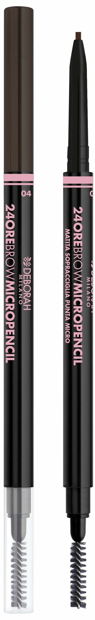 Deborah Milano Карандаш для бровей Тон 03 Темно-русый 24ORE BROW MICROPENCIL с щеточкой автоматический 0,1 г.