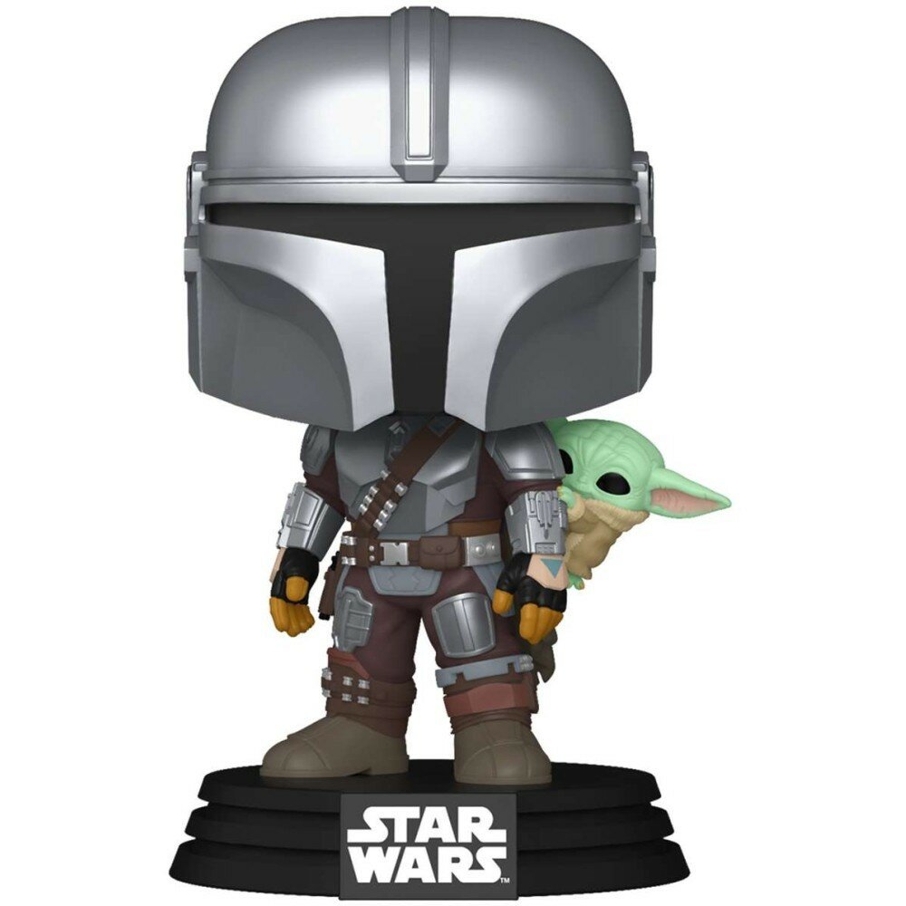Фигурка Funko POP! головотряс Star Wars: The Mandalorian and Grogu The Mandalorian with Grogu (On Back) 90443