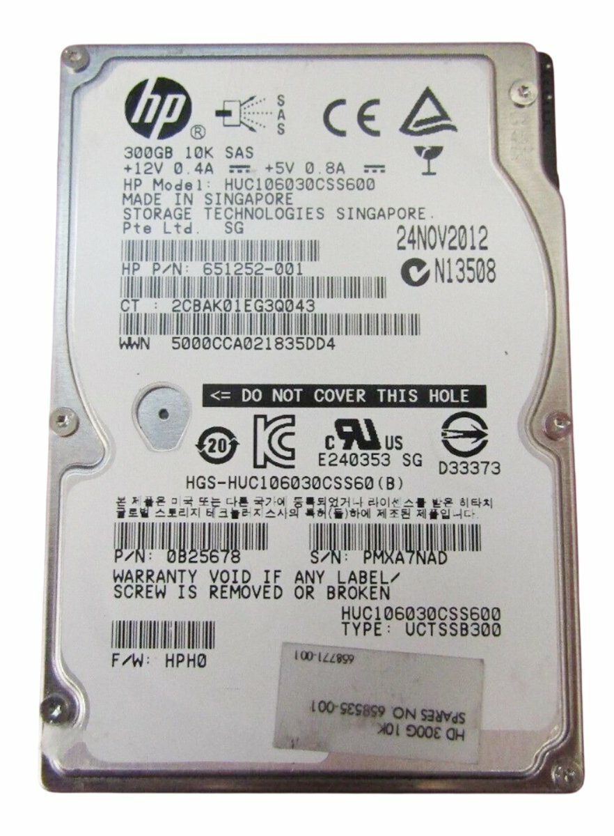 Жесткий диск HP 300Gb 10000 SAS 2.5" HDD 658535-001