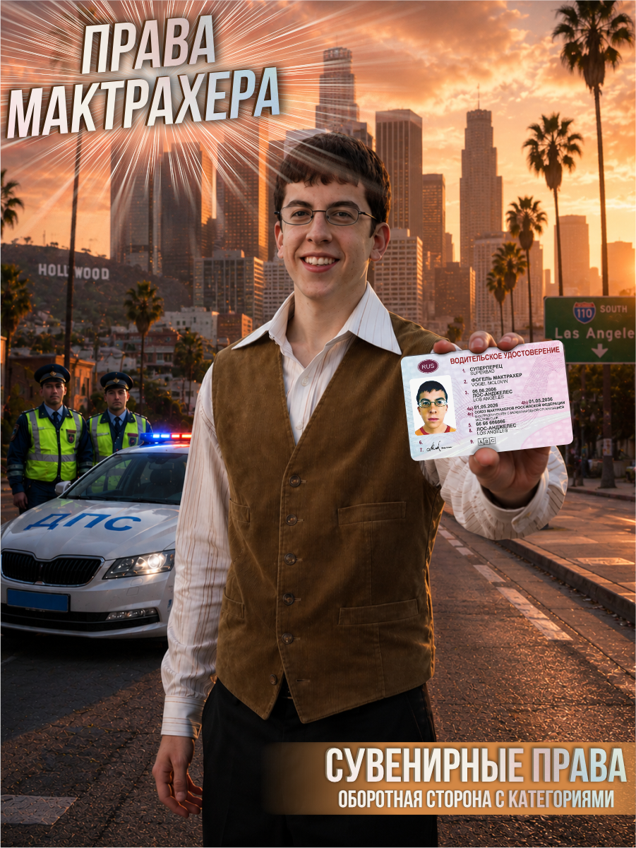 Права водительские шуточные прикол Мактрахер mclovin