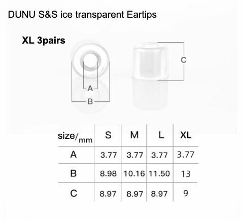 DUNU S&S transparent Eartips Силиконовые вкладыши для ушей Stage Studio XL, L, M, S