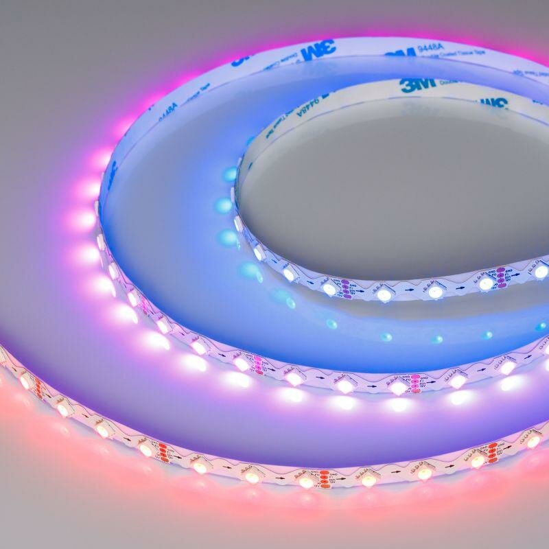 Лента светодиодная SPI-RZ-B60-8mm 12V RGB-PX1-BPT 9Вт/м IP20 5060 (уп.5м) Arlight 047382