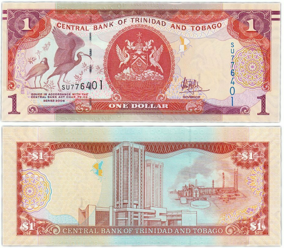 Тринидад и Тобаго банкнота 1 доллар 2006. Состояние пресс, unc