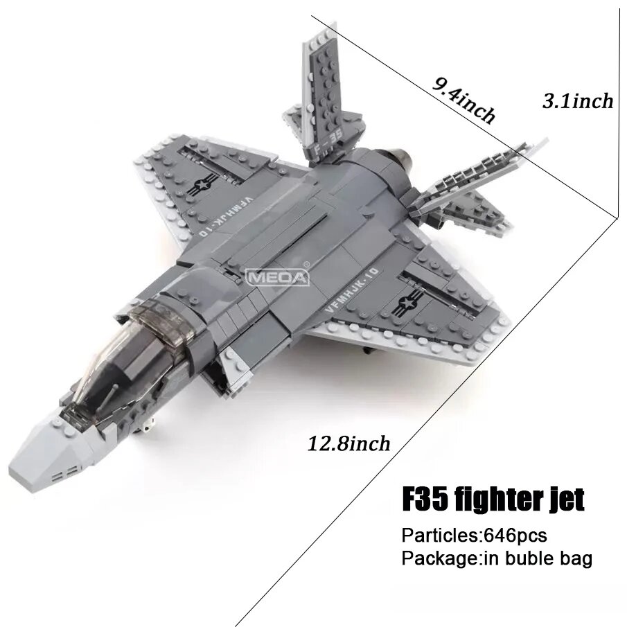 Конструктор самолет F-35 Lightning II MEOA 646 деталей Серый, 06026 Bagged