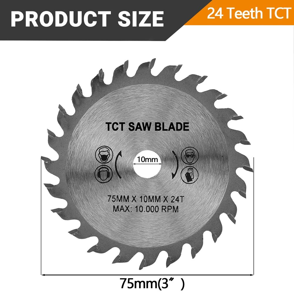 Пильный диск TCT 75 мм, 24T, 3 шт.