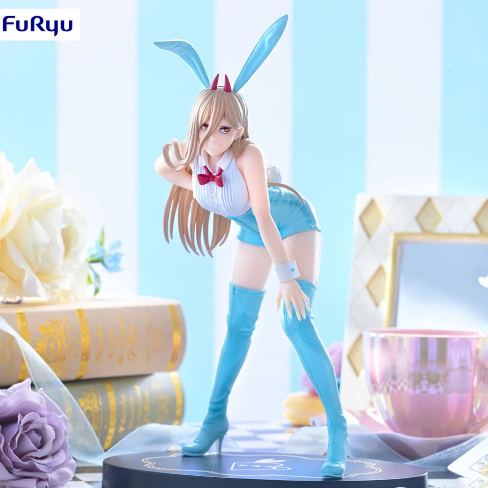100% оригинал на складе FuRyu, Round1 BiCute Bunnies Chainsaw Man Power Light Blue Ver. Аниме-фигурка, гаражный комплект, подарок на день рождения