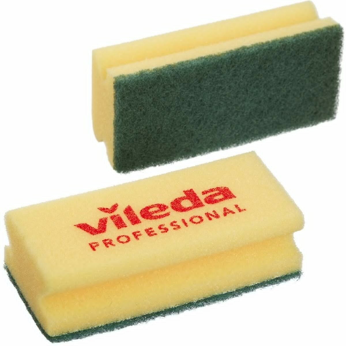 Губка поролон/абразив Vileda (70x150мм) желто-зеленая, 10шт. (101397), 10 уп.