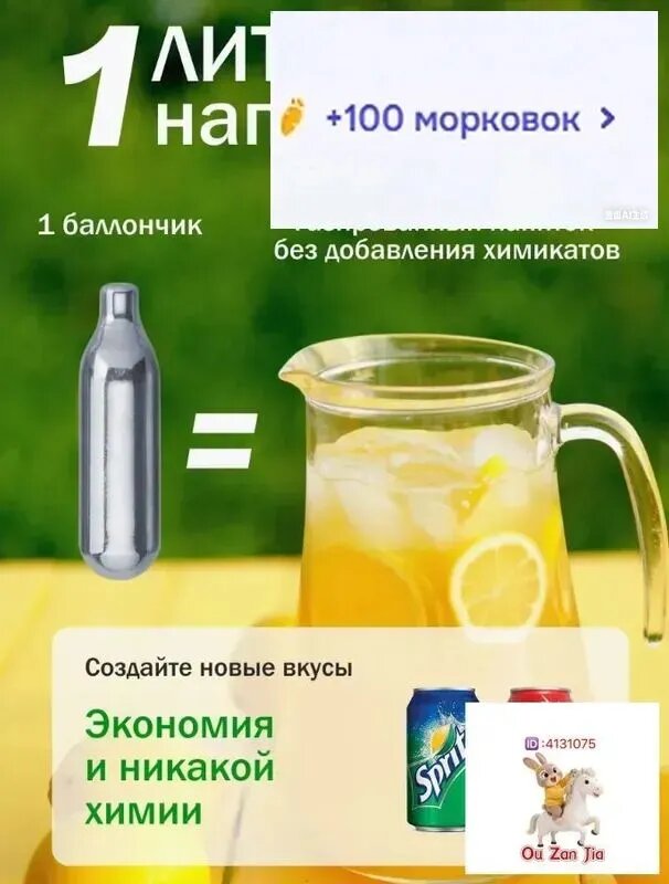 Сифон для газирования, 10 шт