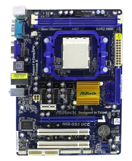 Материнская плата ASRock N68-GS3 UCC, microATX, для AMD Phenom/Athlon, 4 слота DDR3, 8Гб