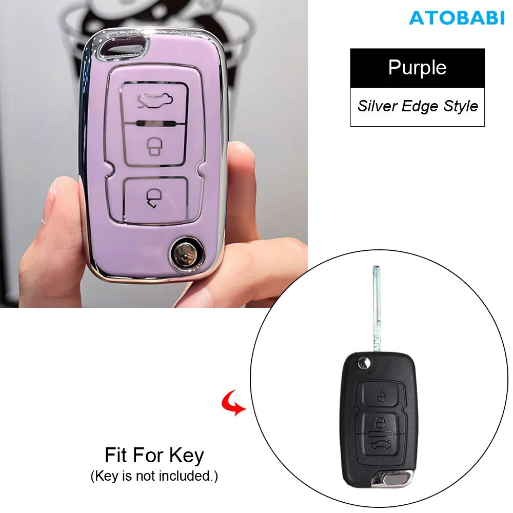 Чехол для автомобильного ключа из ТПУ, чехол для Geely Emgrand 7 EC7 X7 7-RV Silver Style-Purple