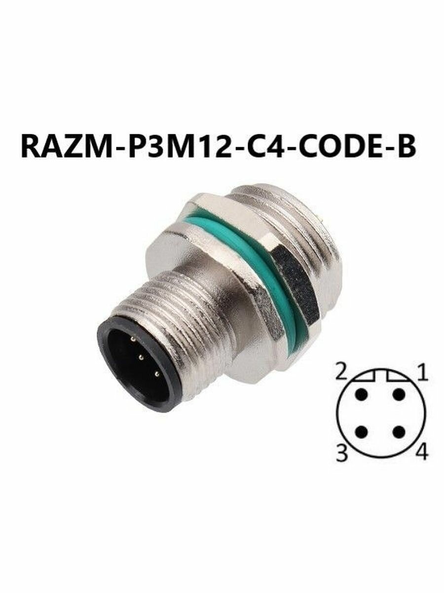 RAZM-P3M12-C4-CODE-B разъём приборный М12 B-coding 4 pin / вилка (папа)