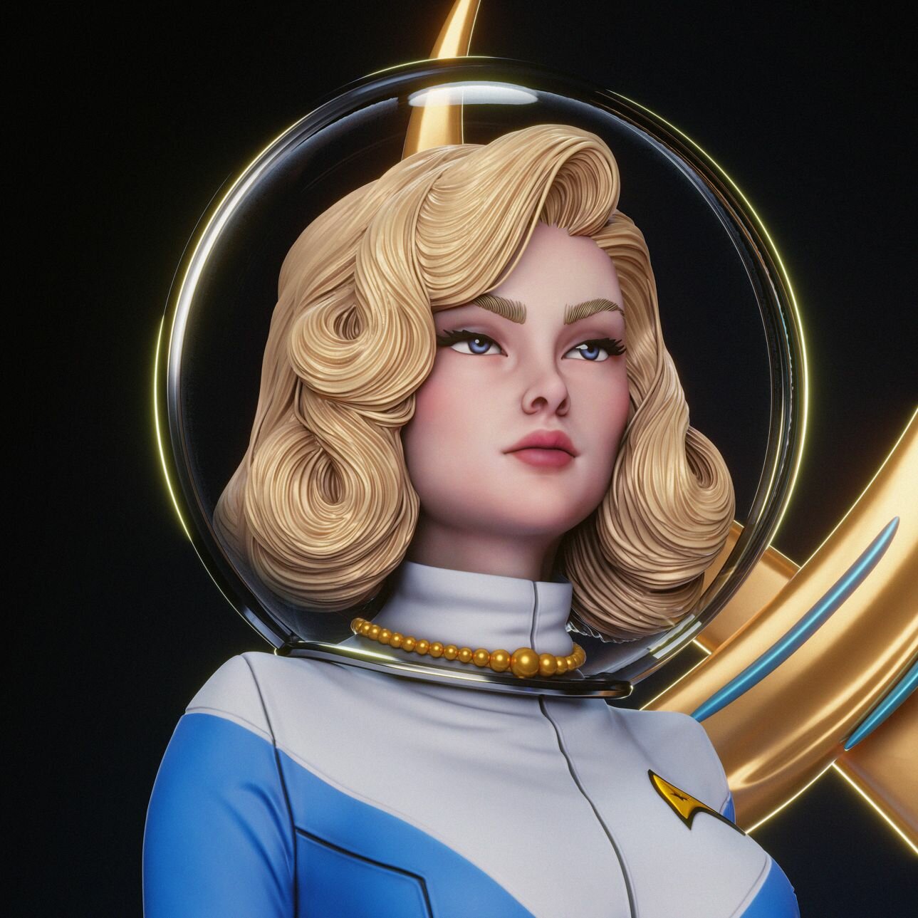 Сборная модель Starfleet Officer (Sci-Fi), 300мм (без базы), 1/6 для покраски