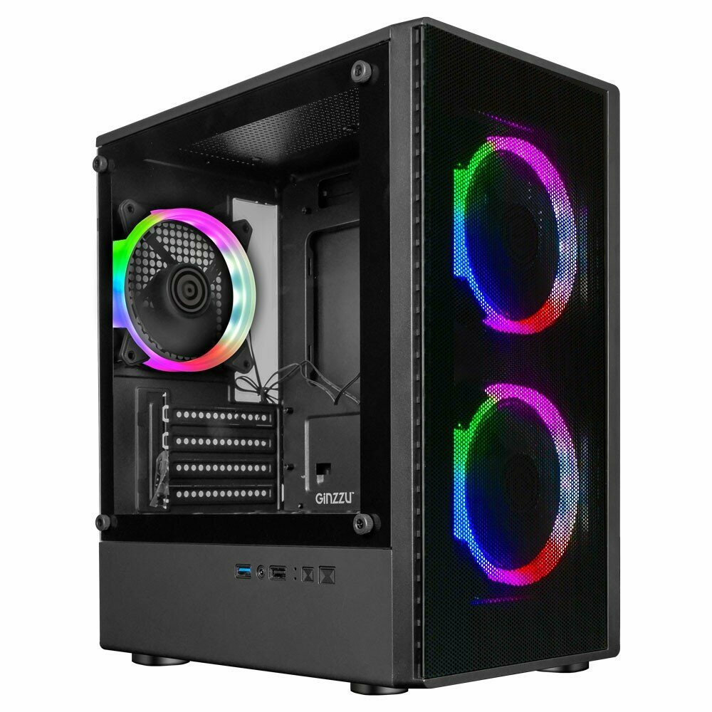 Корпус для ПК Ginzzu сталь 0.5 мм mATX 2 USB без БП