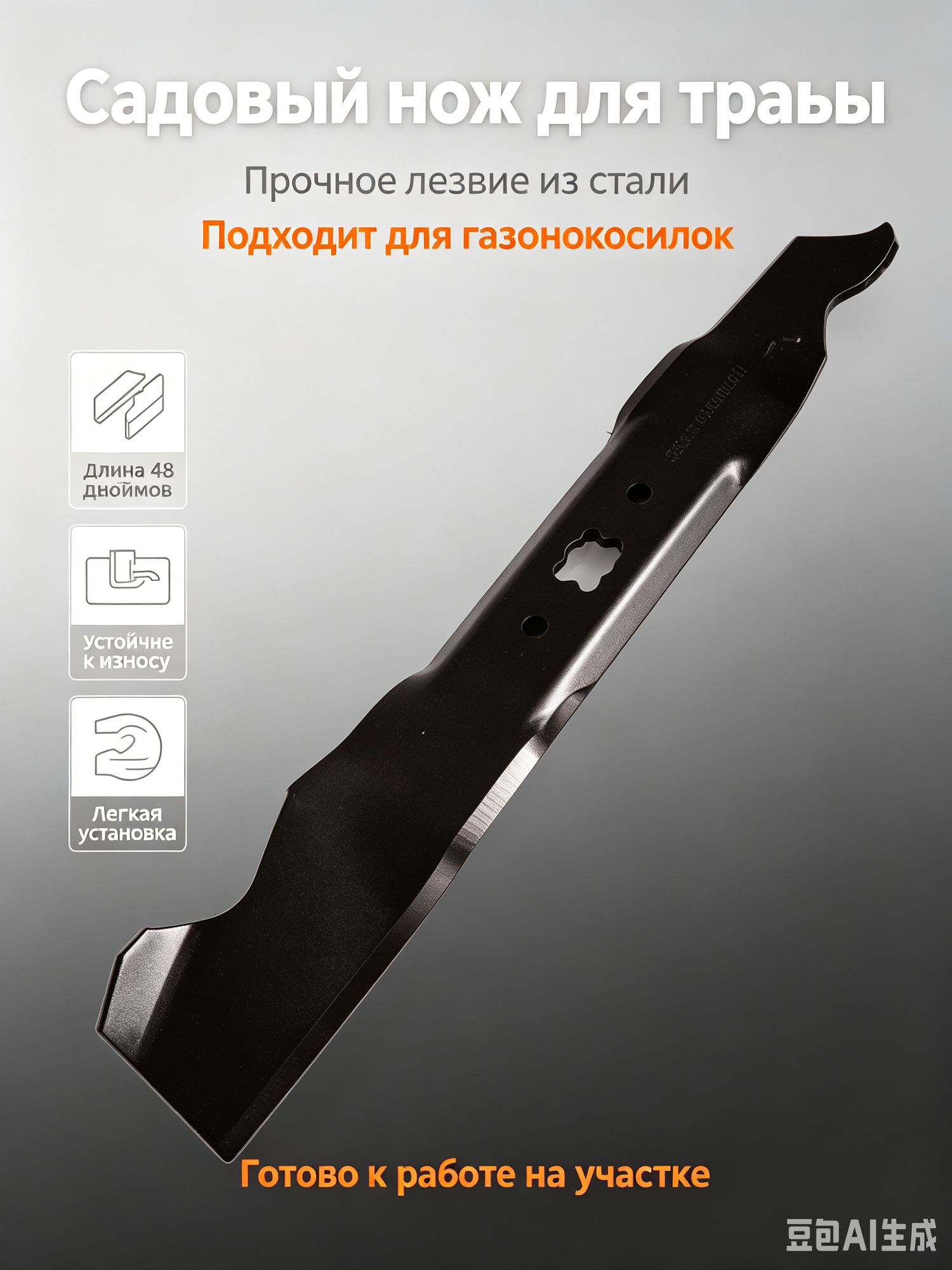 Нож мульчирующий для газонокосилки MTD, WolfGarten 40см 742-04111