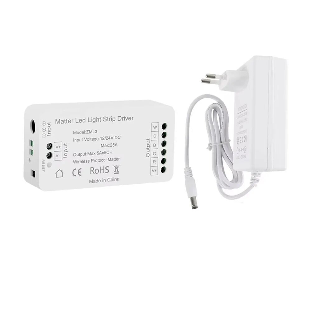 Контроллер светодиодной ленты Matter over WiFi, интеллектуальный драйвер RGBCW, работает с вилкой ЕС