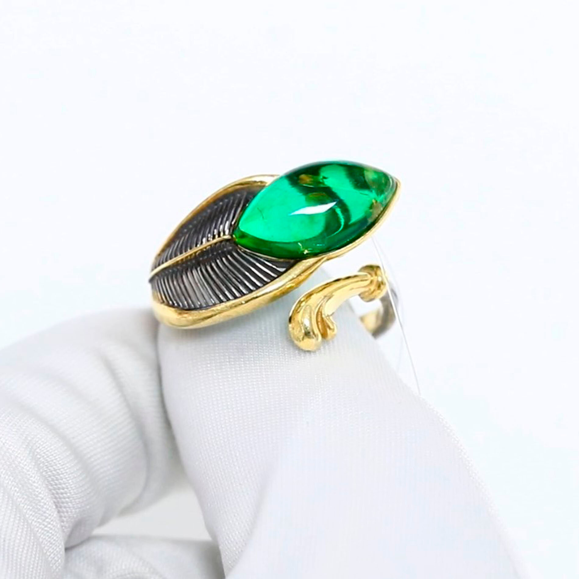 Кольцо, серебро, 925 проба, золочение, янтарь