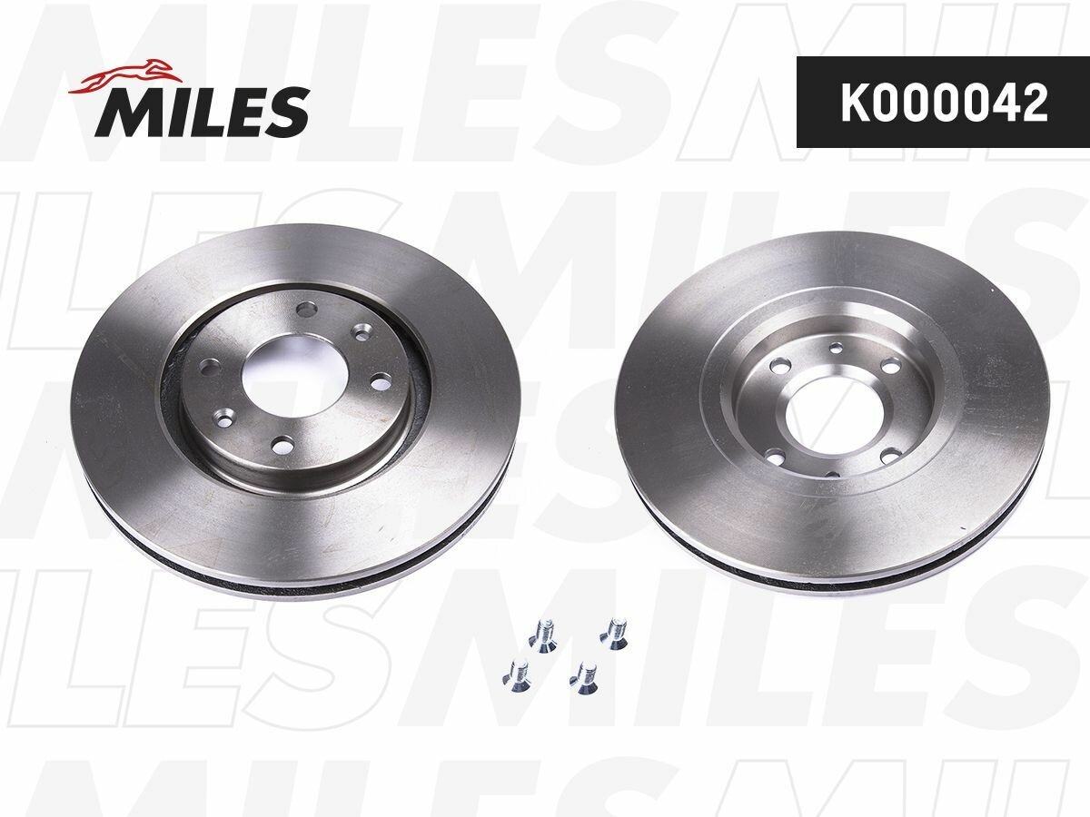Диск тормозной передний MILES K000042 для а/м CITROEN BERLINGO +ESP/C5/C4, PEUGEOT 207 05>/307 05, 283х26 мм.
