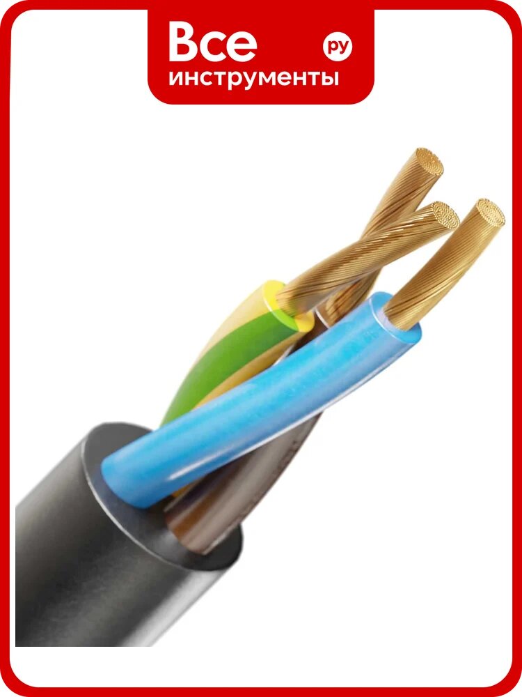 Кабель Elitron кгввнг(А)-LS, 3х6, медный, гибкий, силовой, черный, 50 м