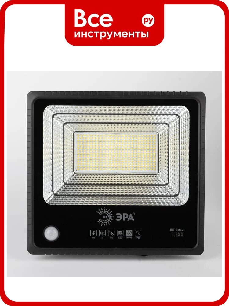 Светодиодный, ЭРА, уличный прожектор ЭРА на солнечной батарее, 150W, 5000K, с датчиком движения, ПДУ,