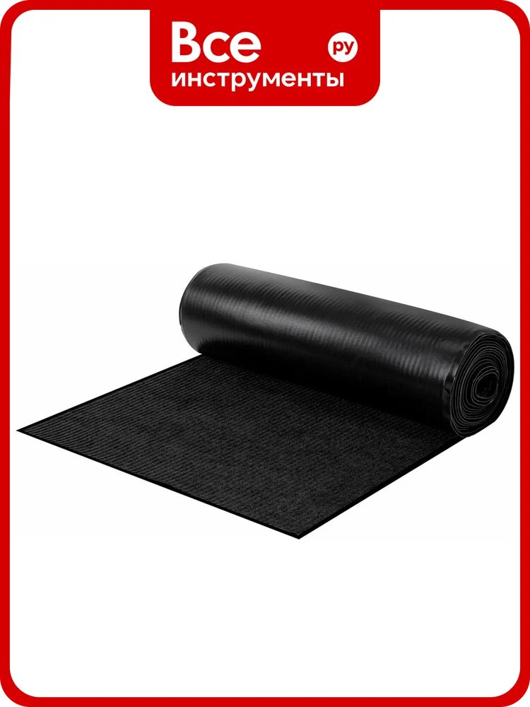 Коврик-дорожка LAIMA EXPERT 1,2x10м черный влаго-грязезащита, 430 г/кв. м, ребристая 701045