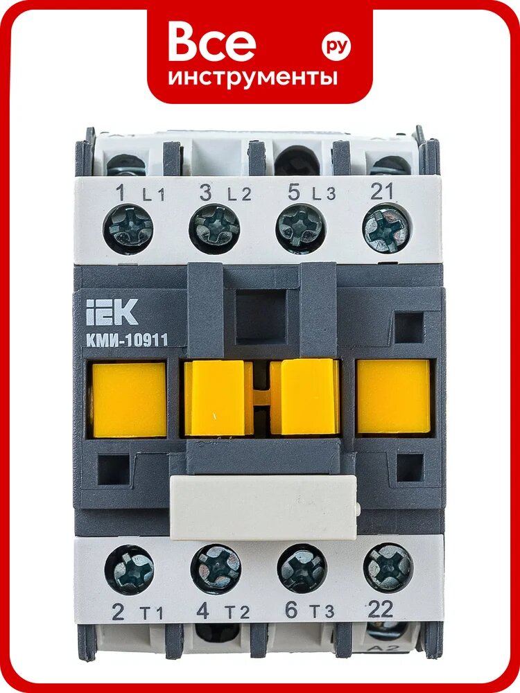 Контактор, IEK, IEK КМИ-10911 9А 220В ИЭК KKM11-009-230-01 модульный трехфазный монтируемый в DIN-рейку