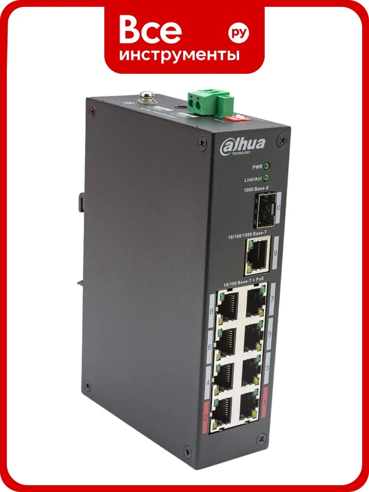 Защищенный 8-портовый РОЕ коммутатор Dahua DH-PFS3110-8ET-96 неуправляемый
