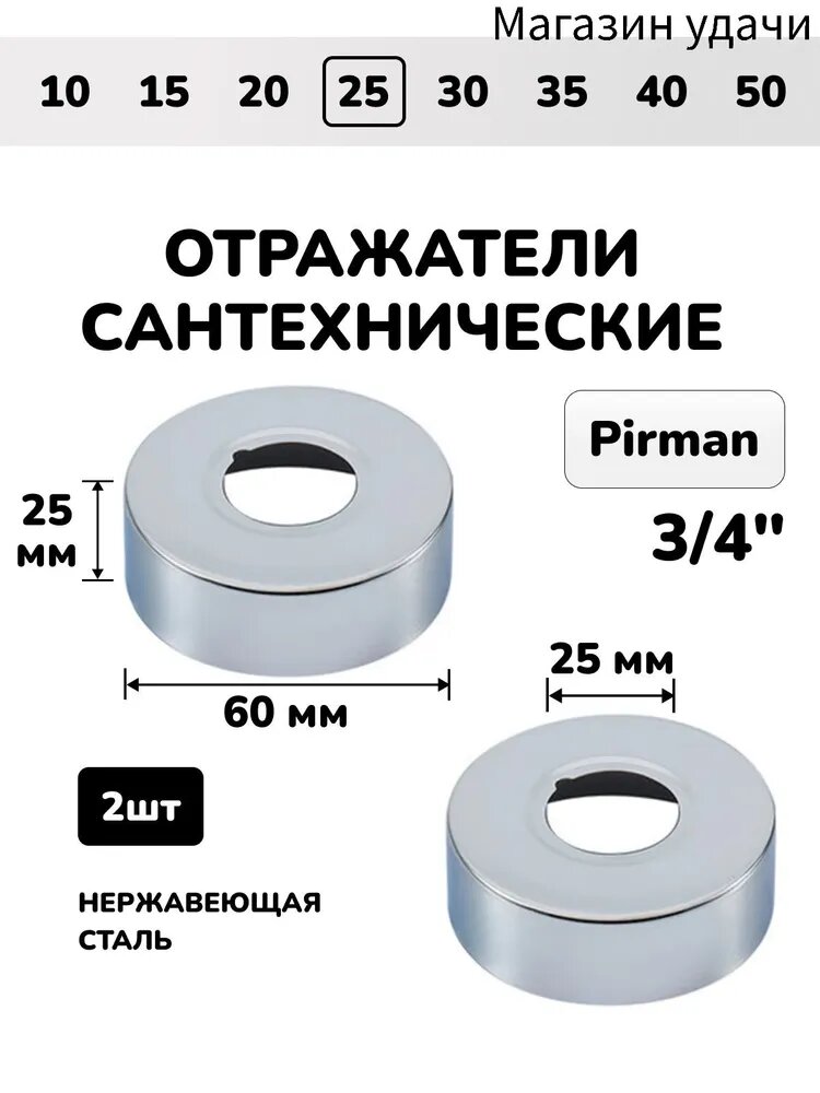 Отражатель для смесителя и полотенцесушителя сантехнический хром круглый глубокий 3/4, 2шт.