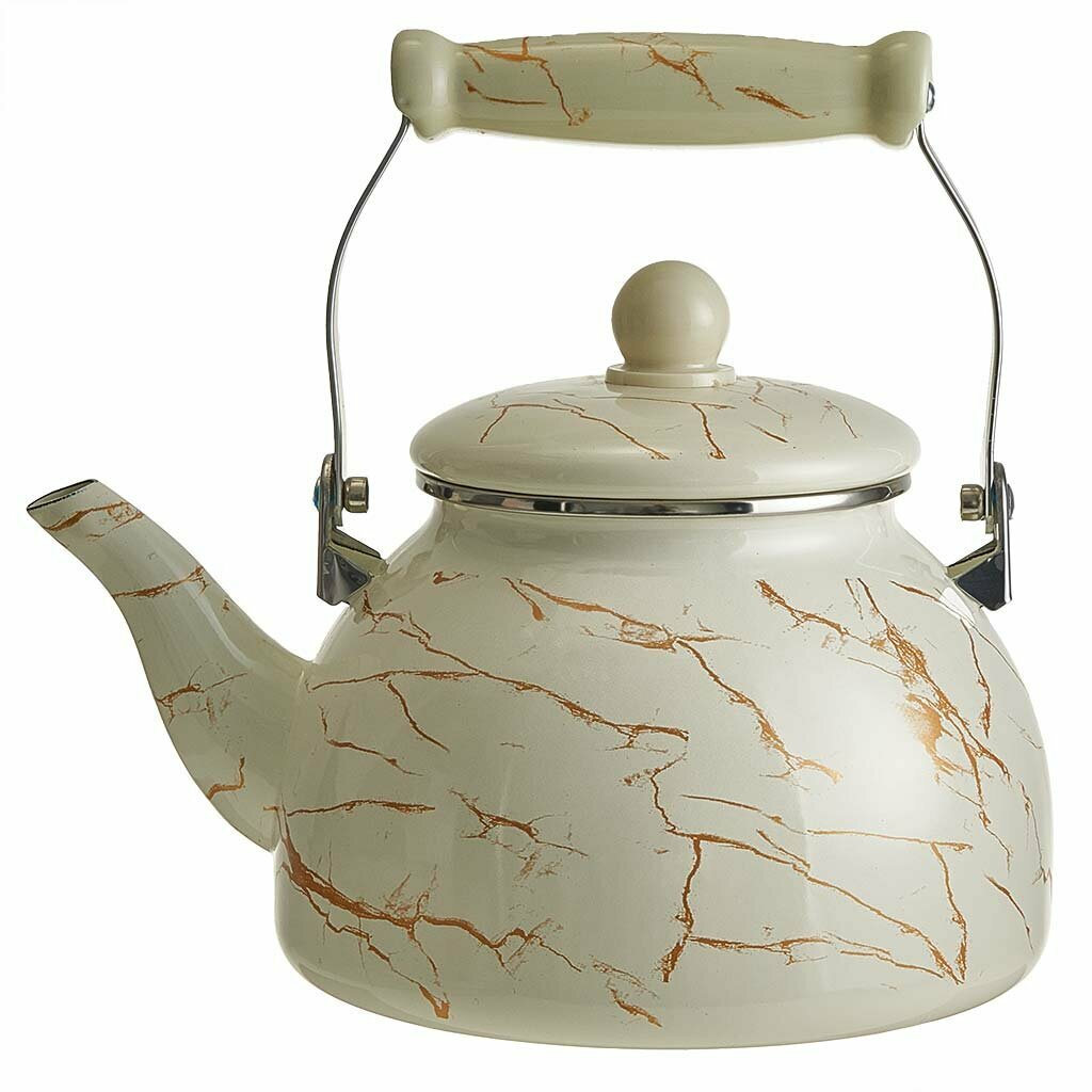 Чайник 3 л эмалированный с керамической ручкой Metalloni EM-1345 "Мрамор"