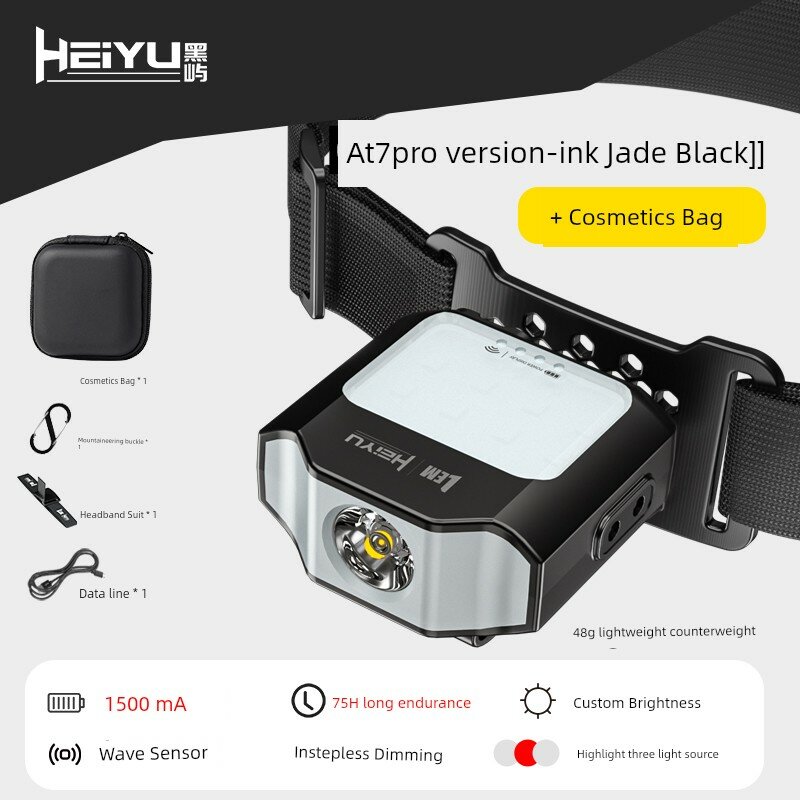 Налобный фонарь HeiYu Black Island для рыбалки, мощный свет, ультраяркий, перезаряжаемый, долговечный, с креплением на
