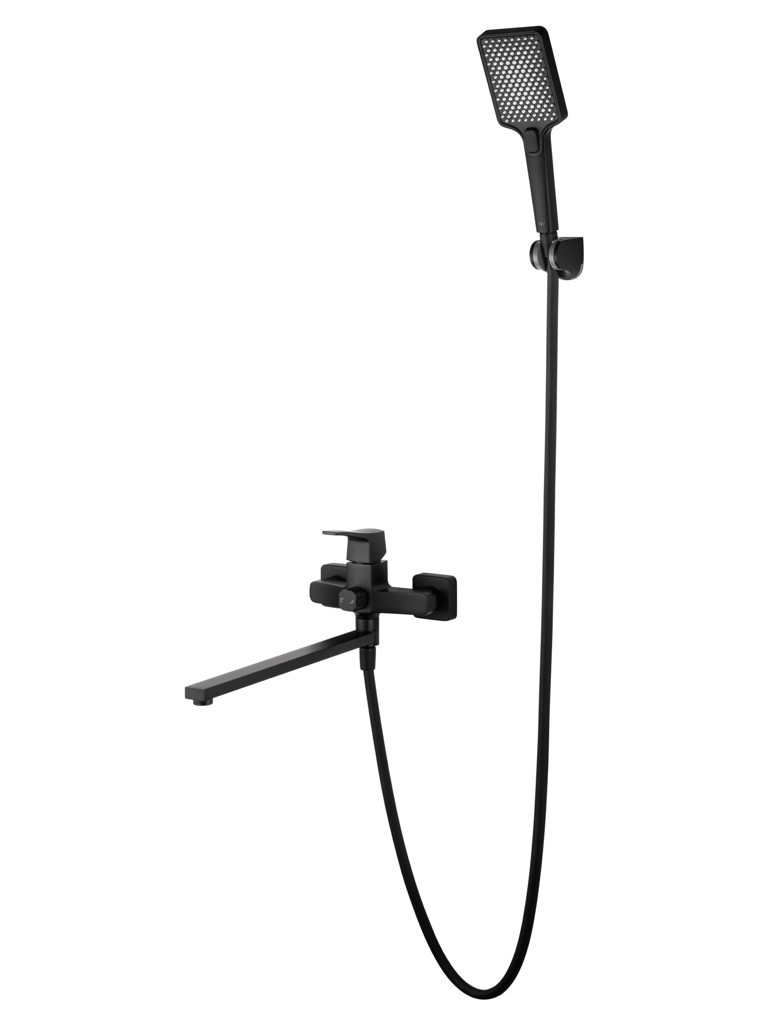 Смеситель для ванны с длинным изливом Wonzon & Woghand Flex WW-639906-MB матовый черный, с поворотным изливом