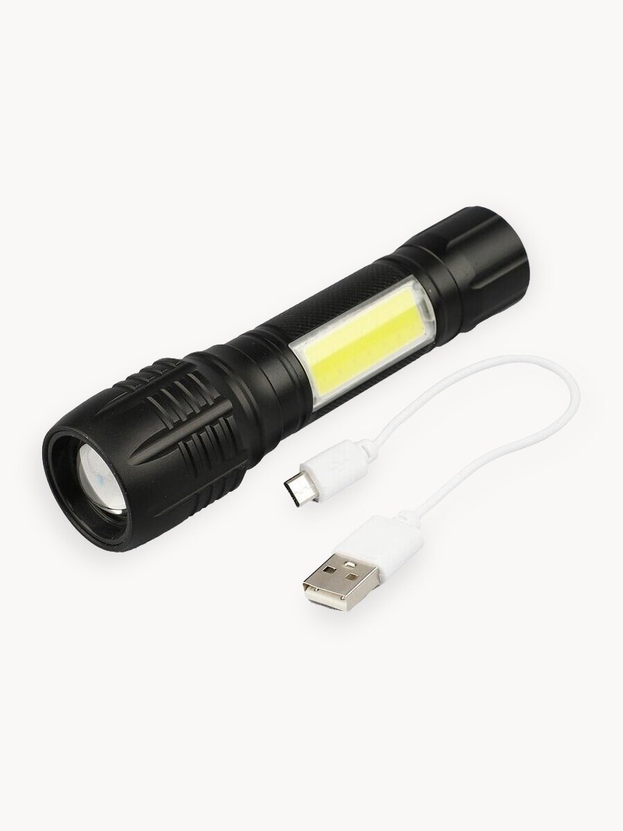 Фонарь 3 в 1 , LED, аккумуляторный, с зумом и USB-зарядкой, в чехле, 300 люмен