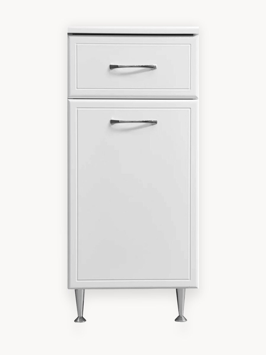 Тумба Stella Polar Концепт напольная, 36 см, из МДФ, с выдвижными ящиками, белая, с бельевой корзиной, с доводчиками