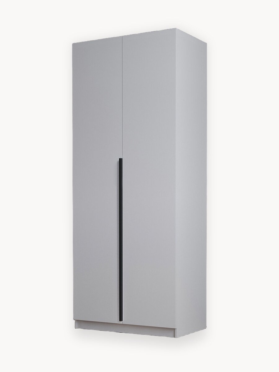 Шкаф для одежды распашной, двухдверный с ручками и полками 220*80*50 белый