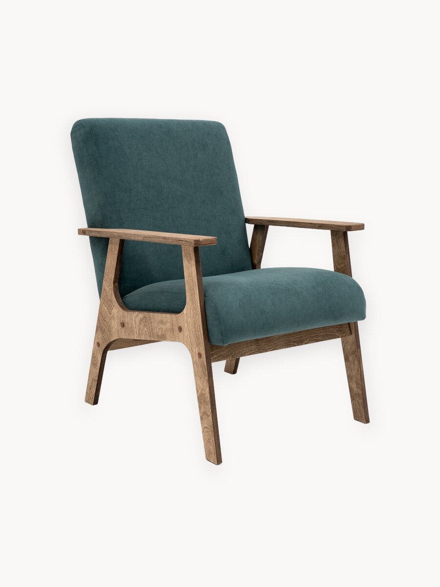 Кресло мягкое дизайнерское, серое, ZASIDELIS, модель Чили деревянное 1 шт.