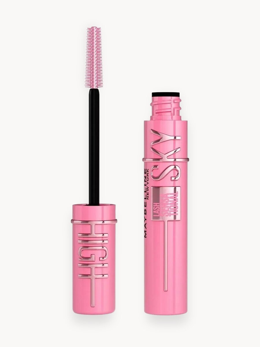 Maybelline New York Тушь для ресниц Lash Sensational Sky High Pink Air, розовая удлиняющая объемная,