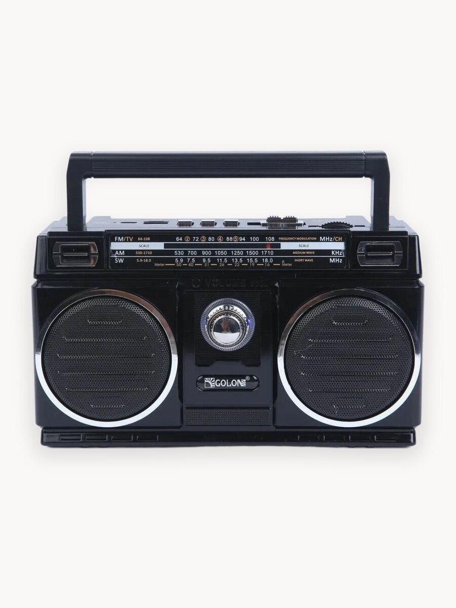 Радиоприемник ретро от сети и батареек, аналоговый цвет черный