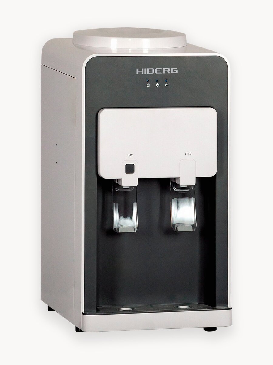 Настольный кулер для воды HIBERG DK-20W с компрессорным охлаждением и нагревом, белый с серым